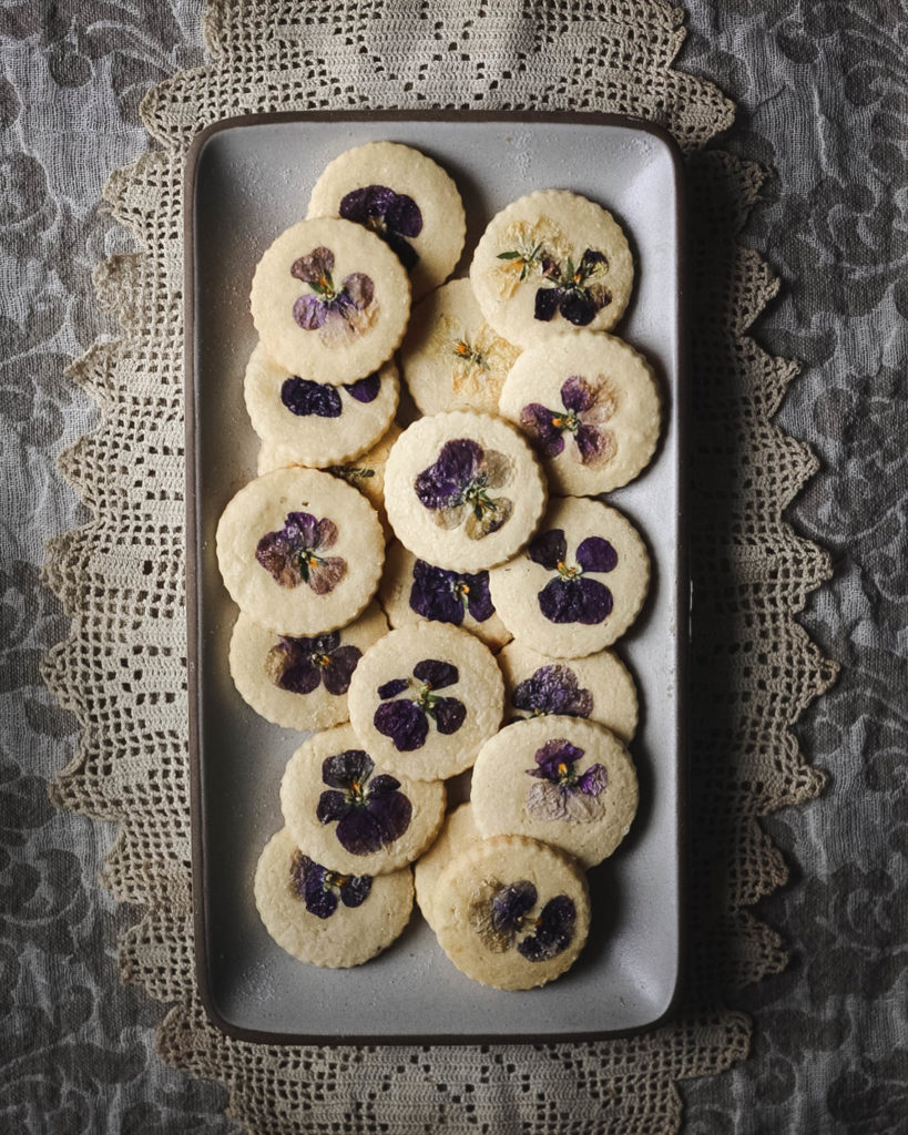Orange Blossom Shortbread Cookies with Edible Flowers - Pastry and Prose